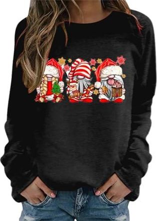 Generic Pulls, Gilets Et Sweats Femme, Sweat-Shirt à col Rond pour Femmes, imprimé Joyeux noël, col Rond, Pull décontracté à Manches Longues, Chemises dentraî