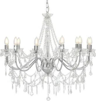 vidaXL Vidaxl - Lustre avec des perles de candelabrum &eacute;l&eacute;gantes 12 jeux e14 diff&eacute;rentes couleurs Couleur : argent