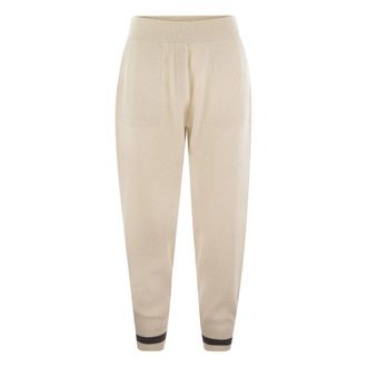 Brunello Cucinelli English Rib Cashmere Strickhose - - Trousers - Damen - Beige - M