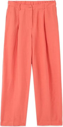 Oltre Femme, Pantalons, Orange, Taille: 50 FR Pantalon Cropped en M&eacute;lange de Lin
