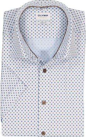 Olymp Herren Kurzarmhemd blau Baumwoll-Stretch