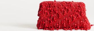 Topshop Garison - Pochette orn&eacute;e de perles - Rouge