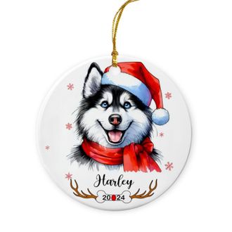 Generic Sibirischer Husky Weihnachtsanh&auml;nger Weihnachtsbaum Deko Keramik Geschenkanh&auml;nger Mit Schnur Weihnachtsbaumschmuck