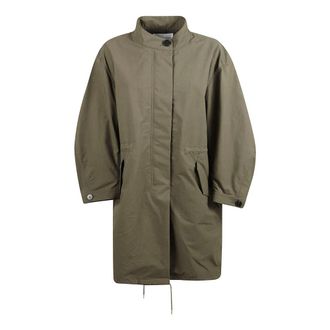Givenchy Geknitterter Baumwollparka mit Stempeldruck - - Coats - Damen - Gr&uuml;n - XS