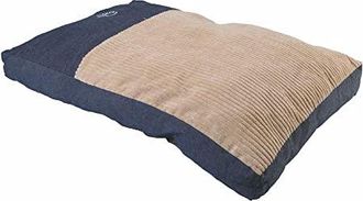 Galileo Casa Gepolsterter Teppich für Hunde, Jeansstoff und Samt, abnehmbar, mit Reißverschluss, 75 x 50 cm, Blau + Beige, Large