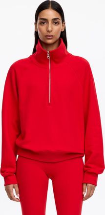 Arket French-Terry-Sweatshirt Mit Kurzem Rei&szlig;verschluss -Rot