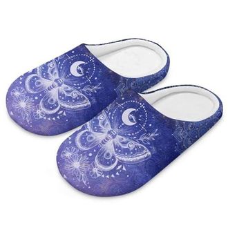 Coloranimal Pantoufles de spa &agrave; bout ferm&eacute; pour femme, chaussures dint&eacute;rieur en coton et lin, pantoufles dint&eacute;rieur en coton, Papillon violet r&eacute;tro, 35.5/36.5 EU