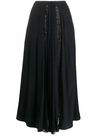 Stella McCartney jupe longue &agrave; empi&egrave;cement en dentelle - Noir