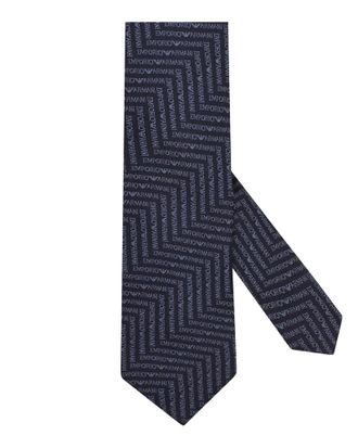 Emporio Armani Seidenkrawatte mit Label-Schriftzug in