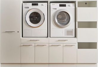 Laundreezy 2X Waschmaschinenschrank, Wäscheschrank und Mehrzweckschrank, Weiß - Waschmaschinen-Überbauschrank TÜV-Zertifiziert mit viel Stauraum - 235 x 162 x 67