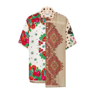 Moschino Homme, Chemises, Multicolore, Taille: S Floral Patchwork Shirt