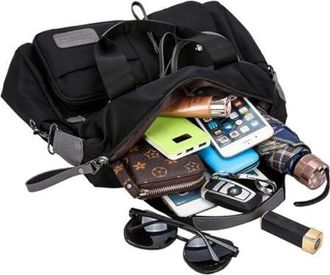 Garneck Sac &agrave; Main Nylon Haute Capacit&eacute; pour Femme et M&egrave;re Sac de Rangement L&eacute;ger Noir Multifonction pour Quotidien et Voyage