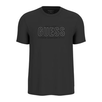 Guess Homme, Tops, Noir, Taille: XL T-shirts et Polos noirs avec logo brodé