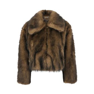 Michael Kors Mantel aus Kunstpelz mit breitem Kragen - - Jackets - Damen - Braun - S