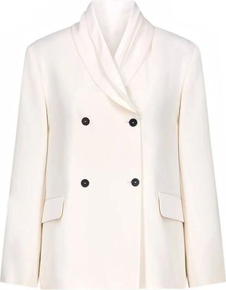 Loulou Studio Femme, Vestes, Blanc, Taille: 38 FR Jiha Double-Breasted Shawl Collar Jacket