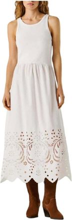Pepe Jeans London Femme, Robes, Blanc, Taille: 36 FR Flared Midi Dress