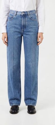Bottega Veneta Jean droit en denim &agrave; taille haute et design &agrave; cinq poches
