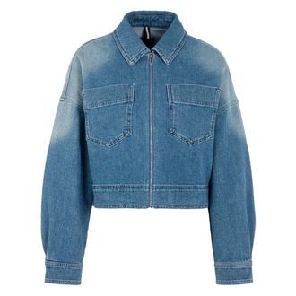 Marc Cain Femme, Vestes, Bleu, Taille: 44 FR Kurze Jeansjacke mit Rei&szlig;verschluss