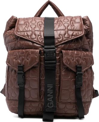 Ganni quilted backpack - Braun