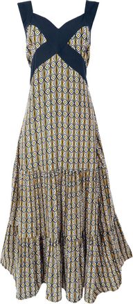 Guru Shop Boho Sommerkleid, Maxikleid, Strandkleid - Curry/schwarz, Damen, Synthetisch, Size:M