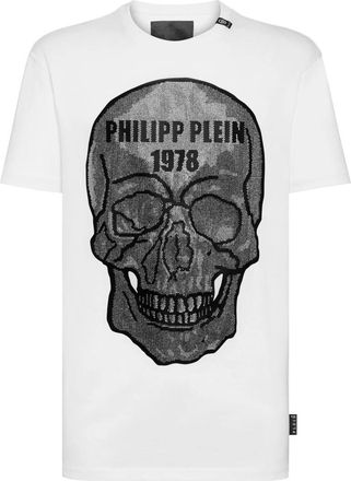 Philipp Plein T-Shirt Rundhals Skull - - Tops - Herren - Wei&szlig; - 2XL