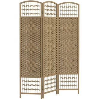 HOMCOM Paravent - HOMCOM - pliable - 3 panneaux - pour hambre &agrave; coucher maison int&eacute;rieur - en bois - 120 x 170 cm - bois naturel