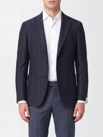 Tagliatore Blazer droit en laine m&eacute;lang&eacute;e &agrave; revers en pointe