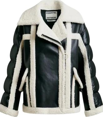 Essentiel Femme, Vestes, Noir, Taille: 38 FR Ifie Veste Bouffante en Fausse Fourrure