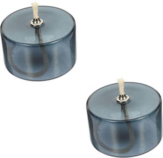 Angoily 2 St&uuml;ck Glas &Ouml;llampe Refillsicher Stabiles Design Kerosin&ouml;l Licht f&uuml;r Zuhause Bar Hotel Stilvoller Dekorativer Kerzenhalter Klein Dunkelgrau mit Metal