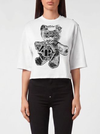 Philipp Plein Jersey-T-Shirt von mit Teddyb&auml;r-Print und Strass-Hexagon-Logo