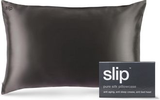 Slip 22 Momme Seidenkissenbezug in 51 x 76cm - aus 100% Maulbeer Seide, mit Rei&szlig;verschluss, atmungsaktiv, ideal f&uuml;r Allergiker, schwarz