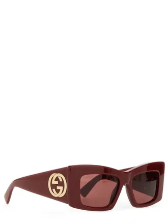 Gucci 819535_J07406060 Square Red Acetate Sunglasses - Red