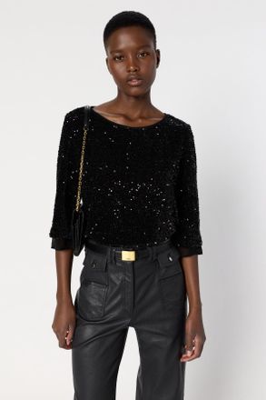 Gerard Darel Top de soir&eacute;e &agrave; sequins - ALIENOR - Noir