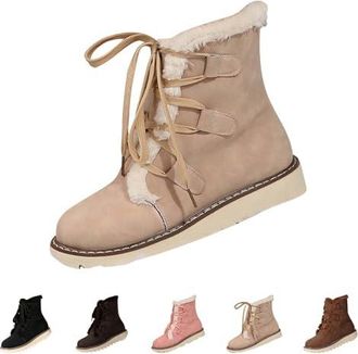 Generic Bottes de neige mi-mollet en daim pour femme - Doublure en fourrure &eacute;paisse - Chaudes - En coton - Chaussures de course confortables - L&eacute;g&egrave;res - D&eacute;con
