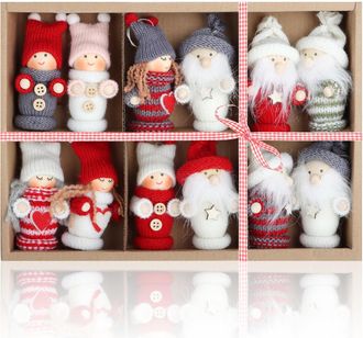 Com-Four 12 x hochwertige Weihnachtsmann-Anhänger für Weihnachtsbaum, Anhänger, bezaubernde Weihnachtsbaumfiguren als Baumbehang