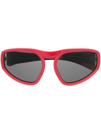 Moncler Sonnenbrille mit geometrischem Gestell - Rot