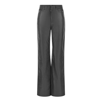 Rotate Mid-Rise Straight-Leg Leather Hosen - - Trousers - Damen - Schwarzk - XS