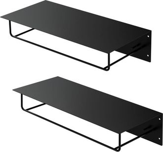 ML Design Ml-design - 2er Set Wandgarderobe mit Hakenleiste, Kleiderstange & Hutablage, 60x30x15 cm, Schwarz, Metall Flurgarderobe für Jacken & Mäntel