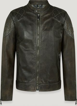 Belstaff Belstaff Veste Outlaw Legacy pour homme Cuir ciré main Vert olive Belstaff foncé Taille 44