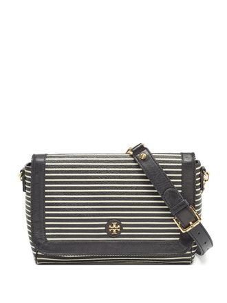 Tory Burch Gestreifte Kensington Umh&auml;ngetasche - Schwarz