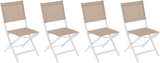 Hesperide Lot de 4 chaises de jardin en aluminium pliables Lin et Blanc Essentia - Hesp&eacute;ride