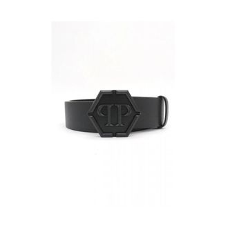 Philipp Plein Leather Belt Hexagon - - Accessories - Herren - Schwarzk - 100 CM