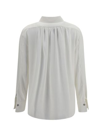 Ella Silk With Back Gathering Shirt - White