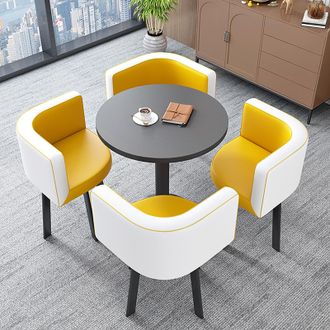 Generic Konferenztisch-Set, runder Empfangstisch f&uuml;r 4 Personen, stilvoller gelber ESS- und Konferenztisch f&uuml;r B&uuml;rolobbys, ideal f&uuml;r Gesch&auml;ftstreffen, Kaffeep