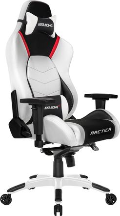 AKRacing Chair Master Premium Gaming Stuhl, PU-Kunstleder, Wei&szlig;/Schwarz/Rot, 5 Jahre Herstellergarantie