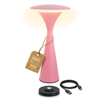 8 Seasons design Tischlampe kabellos, dimmbar, Outdoor & Indoor - Hello Space - USB Ladestation, 27cm, Aluminium (pink), LED warmweiß bis kaltweiß, Touch Contro