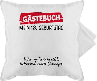 Shirtracer Kissenbezug - Kissen - Gästebuch - 18. Geburtstag - 50 x 50 cm - Weiß - Geschenk für 18 jähriges mädchen Geschenke zum 18ten Eighteen (18) unterschrei