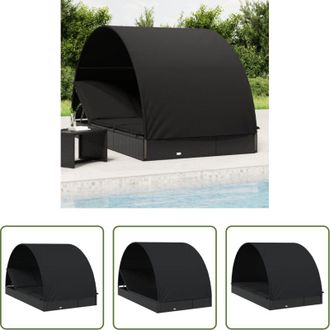 vidaXL Sonnenliege - Sonnenliege f&uuml;r 2 Personen mit Runddach Schwarz 211x112x140 cm
