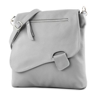 modamoda.de T146 - ital. Umh&auml;ngetasche Schultertasche aus Leder, Farbe:Telegrau