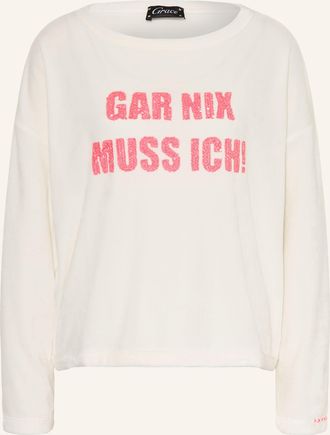 Grace Grace Longsleeve Gar Nix Aus Nicki Mit Pailletten weiss